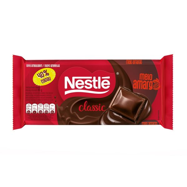 Tablete de Chocolate Nestlé Classic Meio Amargo 90g - superprix Tablete de Chocolate Nestlé Classic Meio Amargo 90g - superprix