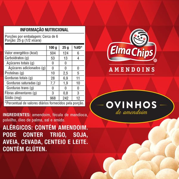 Amendoim Elma Chips Ovinhos 145g - superprix