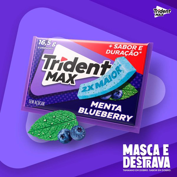 Goma de Mascar Trident Max Menta Blueberry 16,5g - superprix